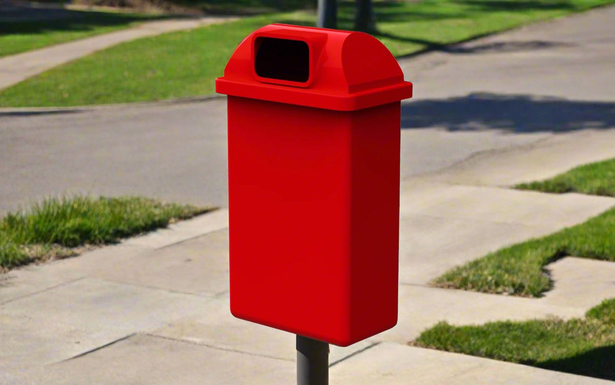 50L Pole Litter Bin With Hinged Lid — Pioneer Plastics